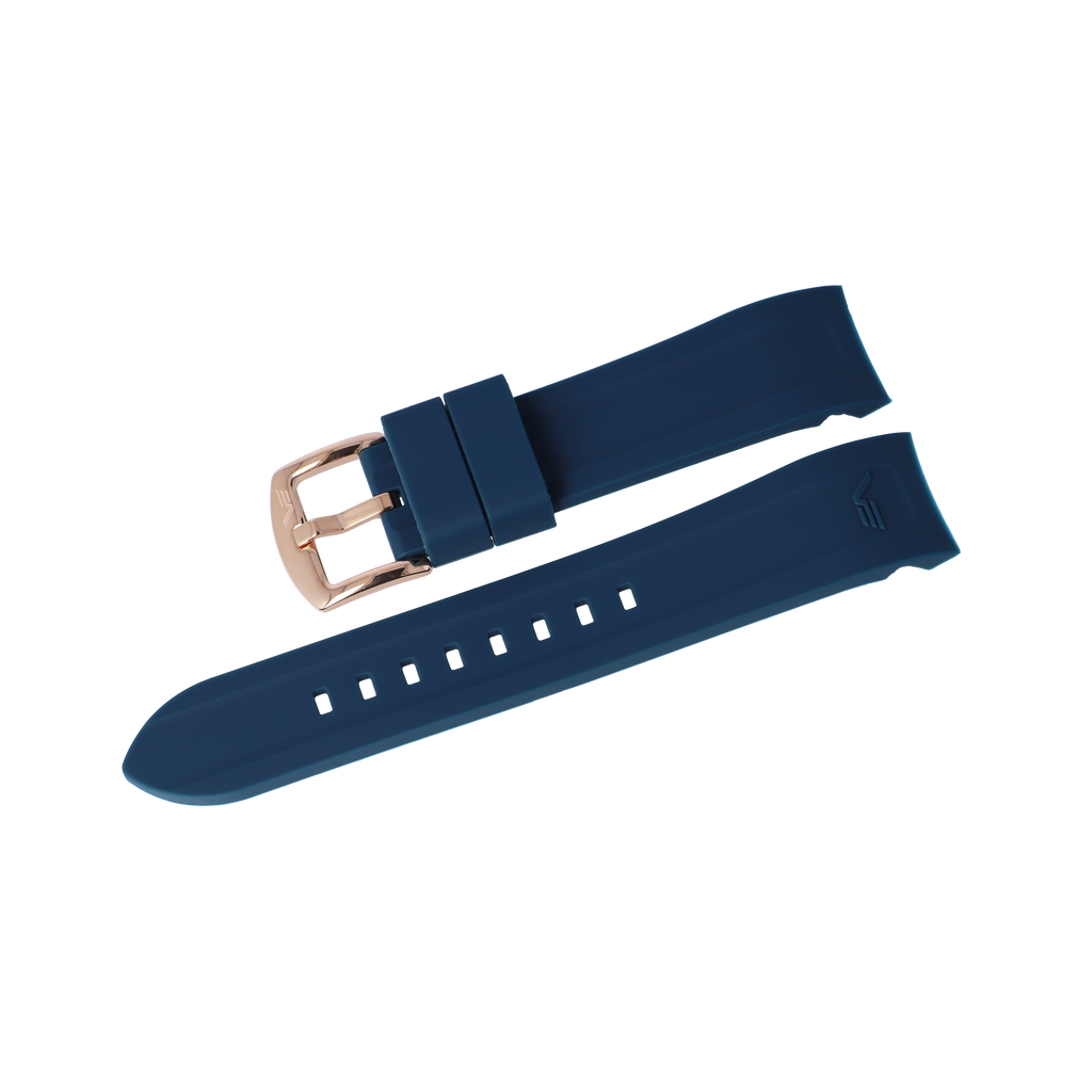 ROCKET N1 BLUE SILICONE STRAP - ROSEGOLD BUCKLE – Just4Watches
